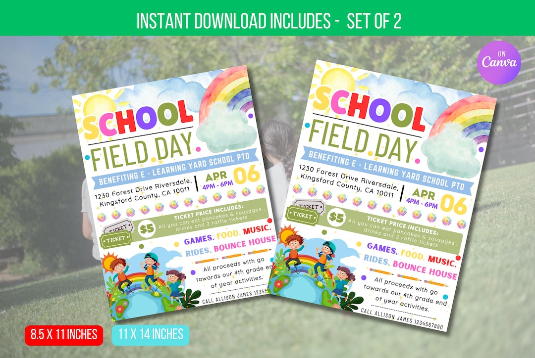 EDITABLE School Field Day Flyer, School Family Benefit Carnival ...