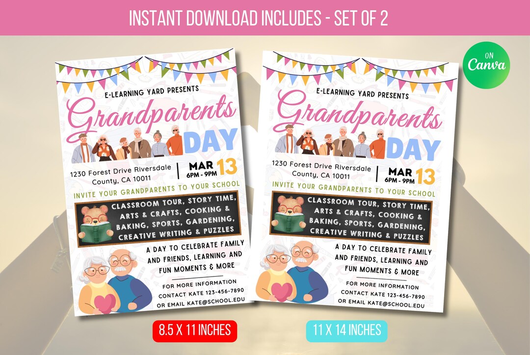 EDITABLE Grandparents Day Invite, Printable Grandparents Party ...