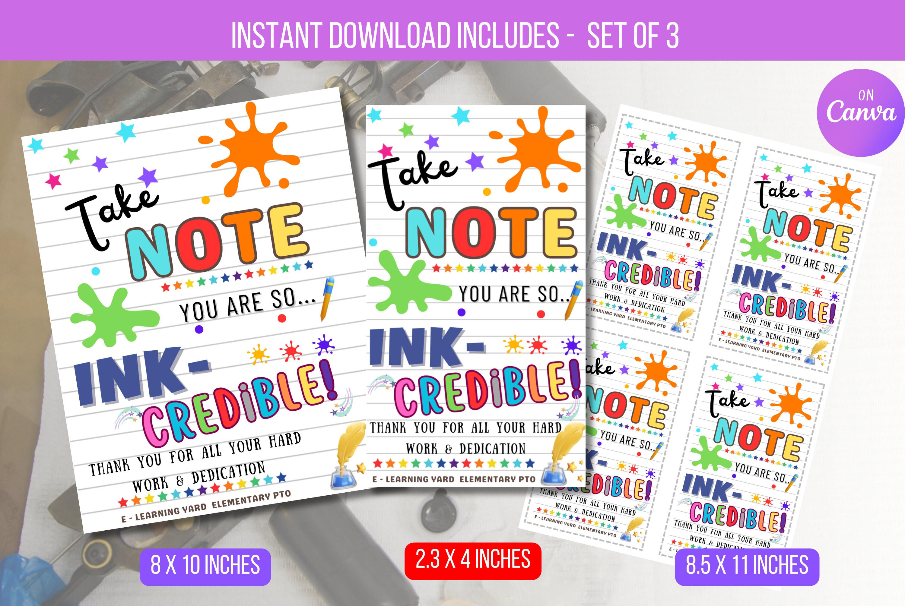 EDITABLE Thank You Gift Tags, Take Note You Are Ink-credible, Teacher ...
