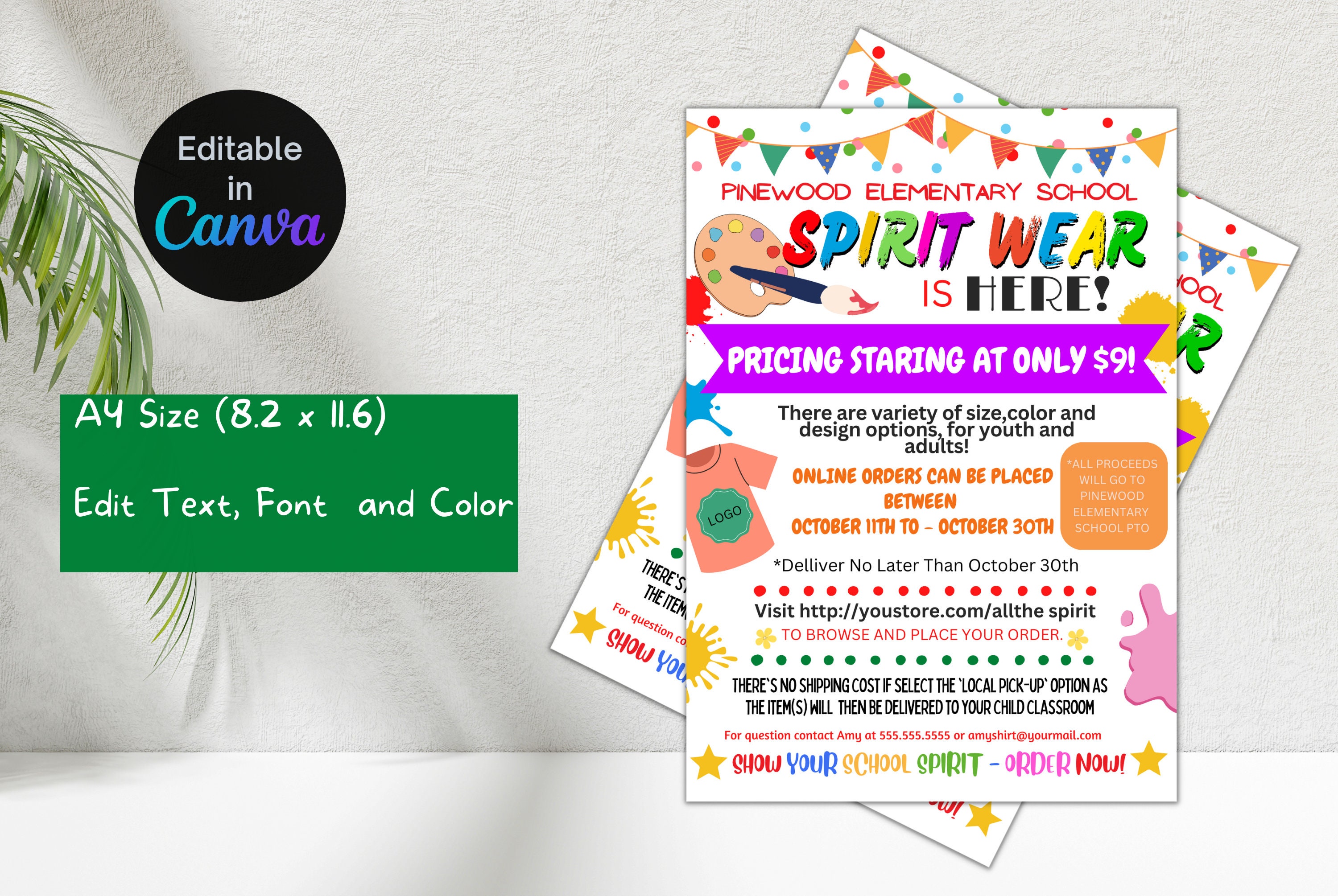 School Spirit Wear Fundraiser Flyer Clothing T-shirt Sale - Etsy