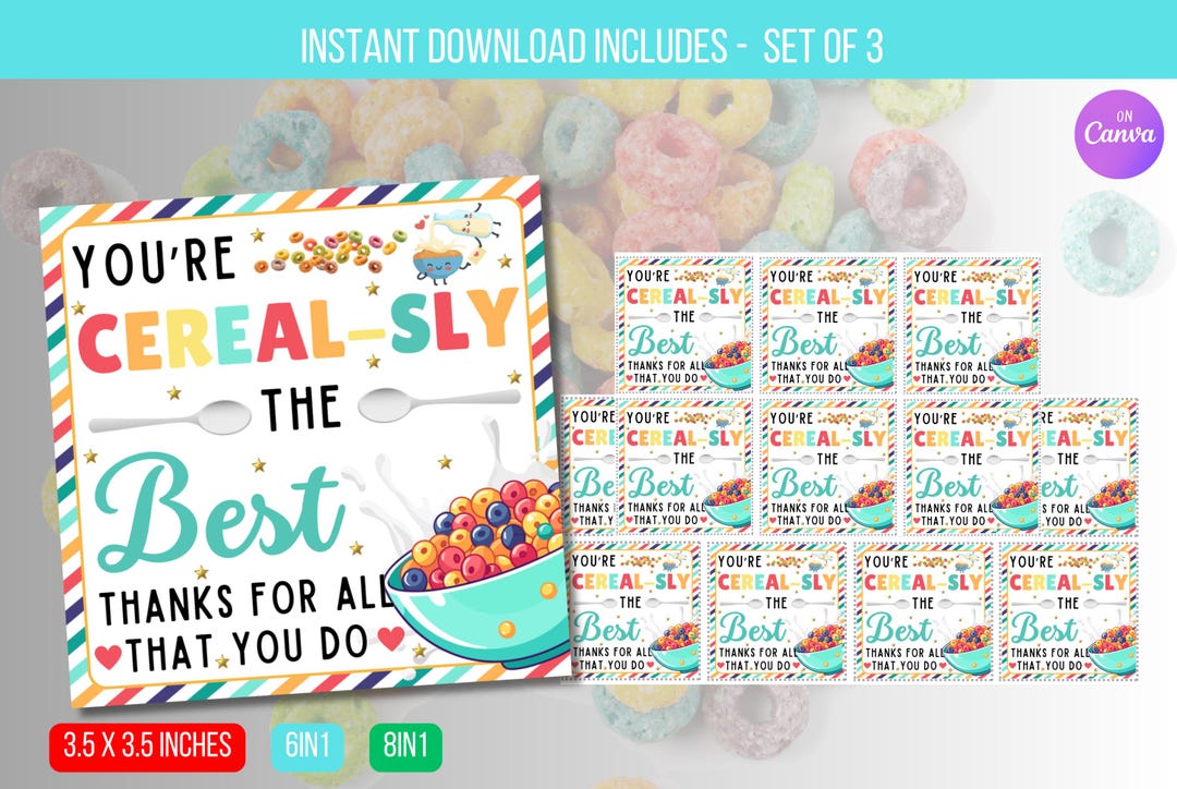 EDITABLE You Are Cereal-sly the Best Tag, Teacher Appreciation Cereal ...
