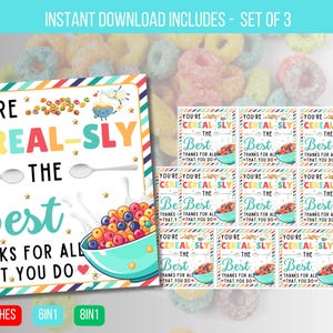 EDITABLE You Are Cereal-sly the Best Tag, Teacher Appreciation Cereal ...