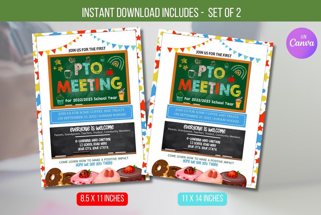 EDITABLE PTO PTA Meeting Handout Flyer, School Fundraiser Event ...