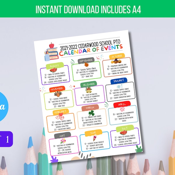 School Calendar - Etsy