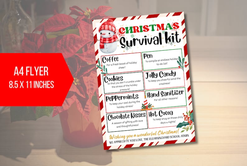 EDITABLE Christmas Survival Kit Template Christmas Thank You - Etsy
