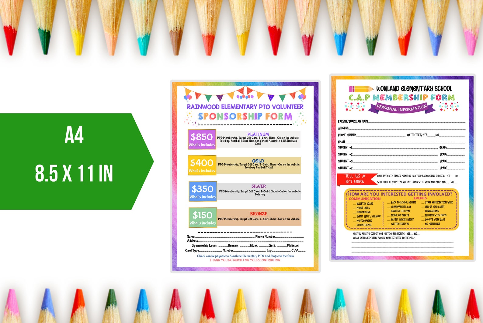 Editable PTO Flyer Bundle, Printable School PTO Information Forms ...