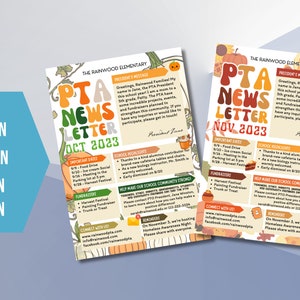 EDITABLE PTA Monthly Newsletter Template Bundle, Classroom Printable ...