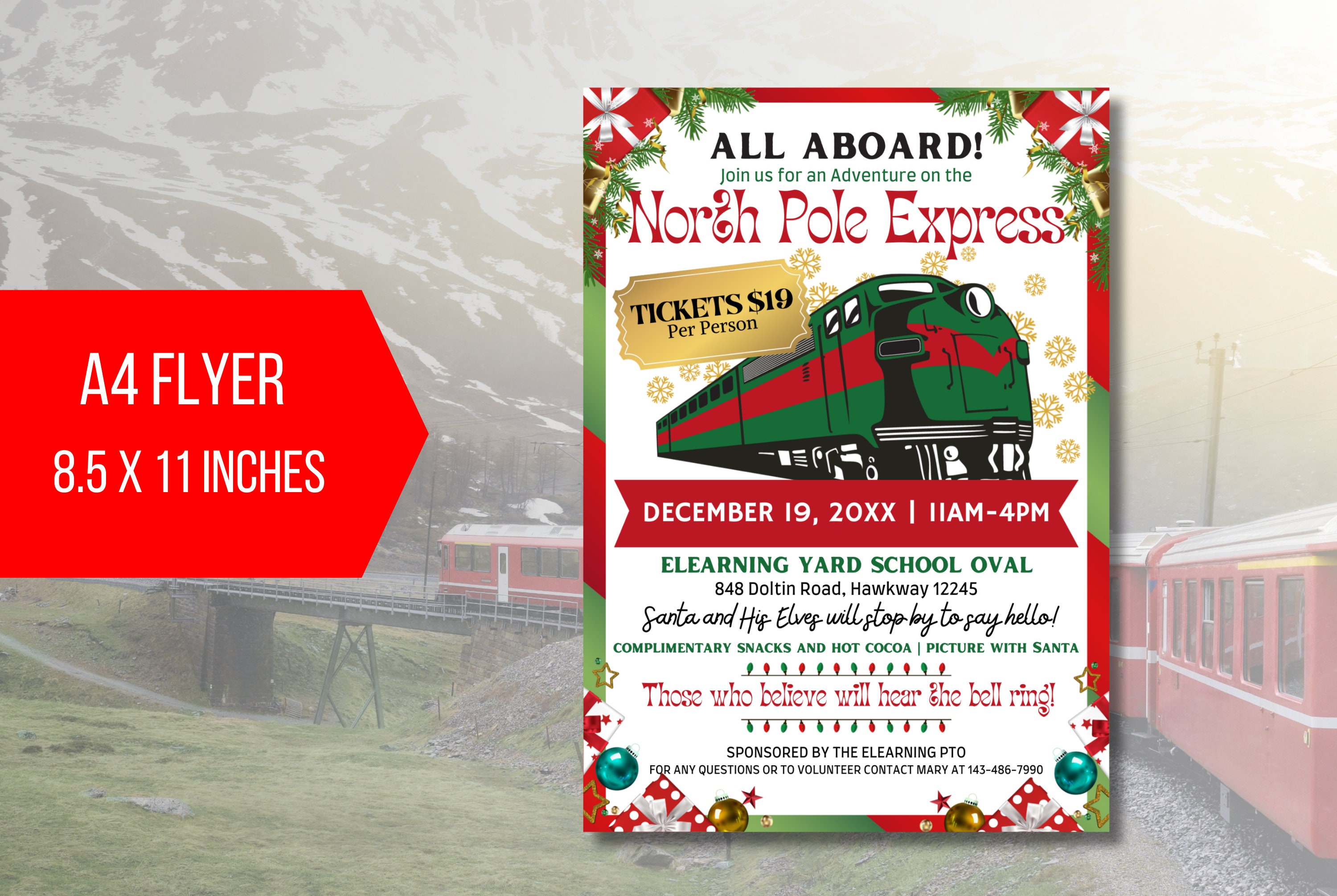 EDITABLE Northpole Express Train Flyer With Ticket Santa - Etsy