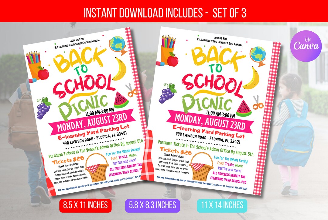 EDITABLE Back to School Picnic Invite, School Picnic Party Invite, End ...
