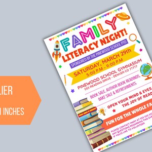 Editable Family Literacy Night Flyer, PTO PTA Reading Book Sale School ...