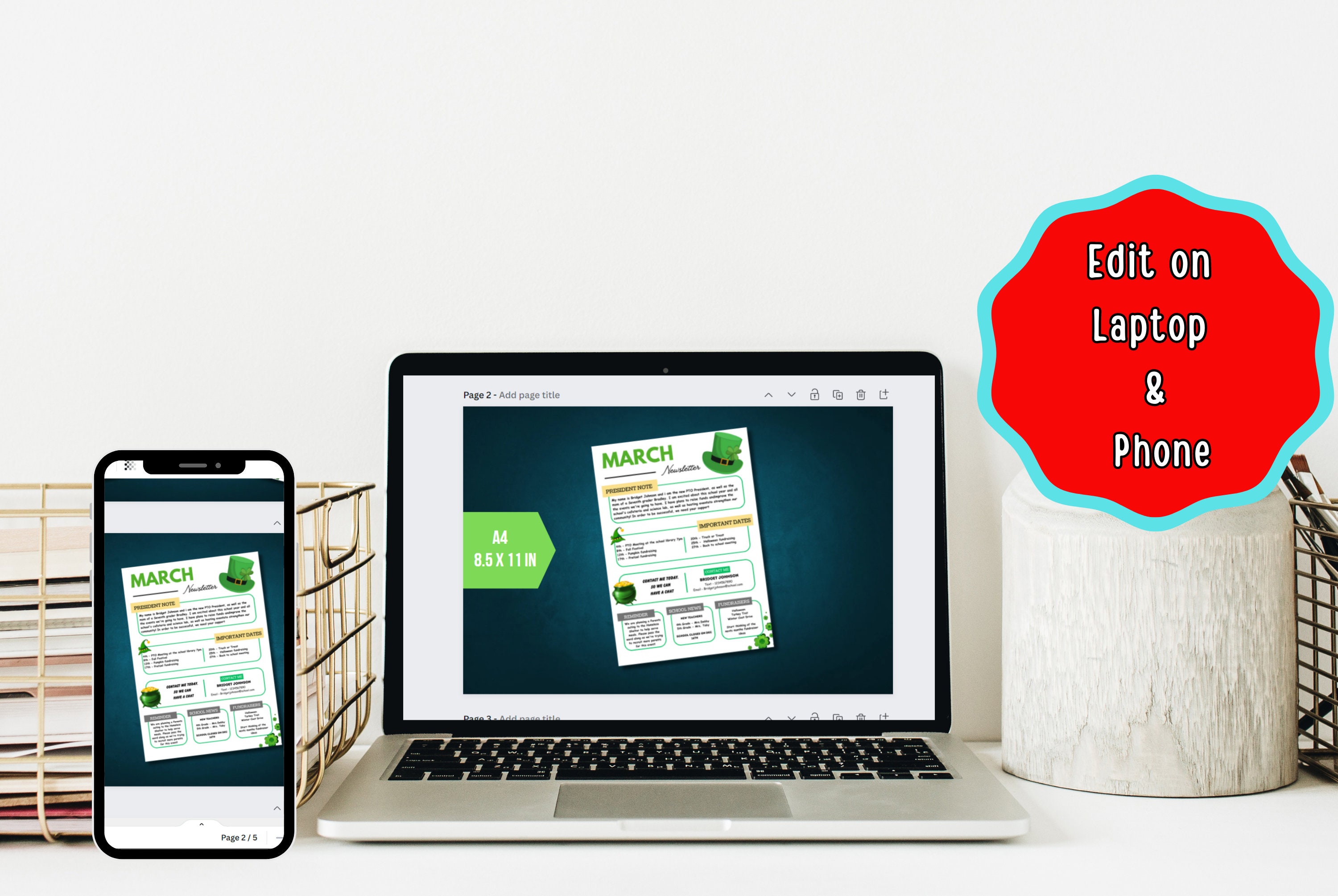 EDITABLE March Newsletter Template Classroom Printable - Etsy