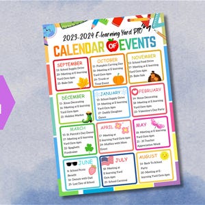 EDITABLE PTO Monthly Event Calendar Flyer Template, Year at a Glance ...