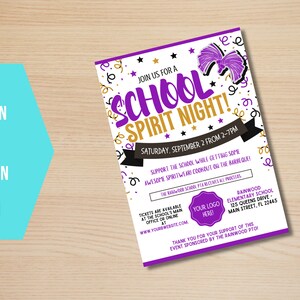 EDITABLE School Spirit Flyer Package, School Spirit Night Party, Spirt ...