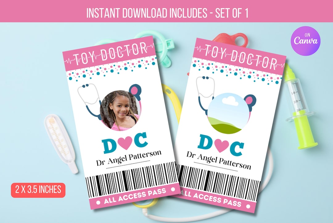 EDITABLE Toy Doctor Name Tag, Toy Doc Party, Pretend Play Doctor ...