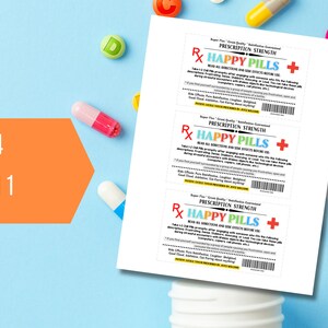 EDITABLE Happy Pills Label, Funny Gag Gift Professional Office Gift ...