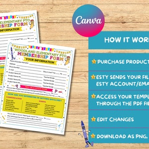 Printable/editable PTO PTA Membership Form, Pto/pta Parent Volunteer ...