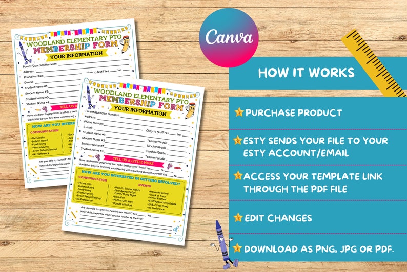 Printable/editable PTO PTA Membership Form Pto/pta Parent - Etsy