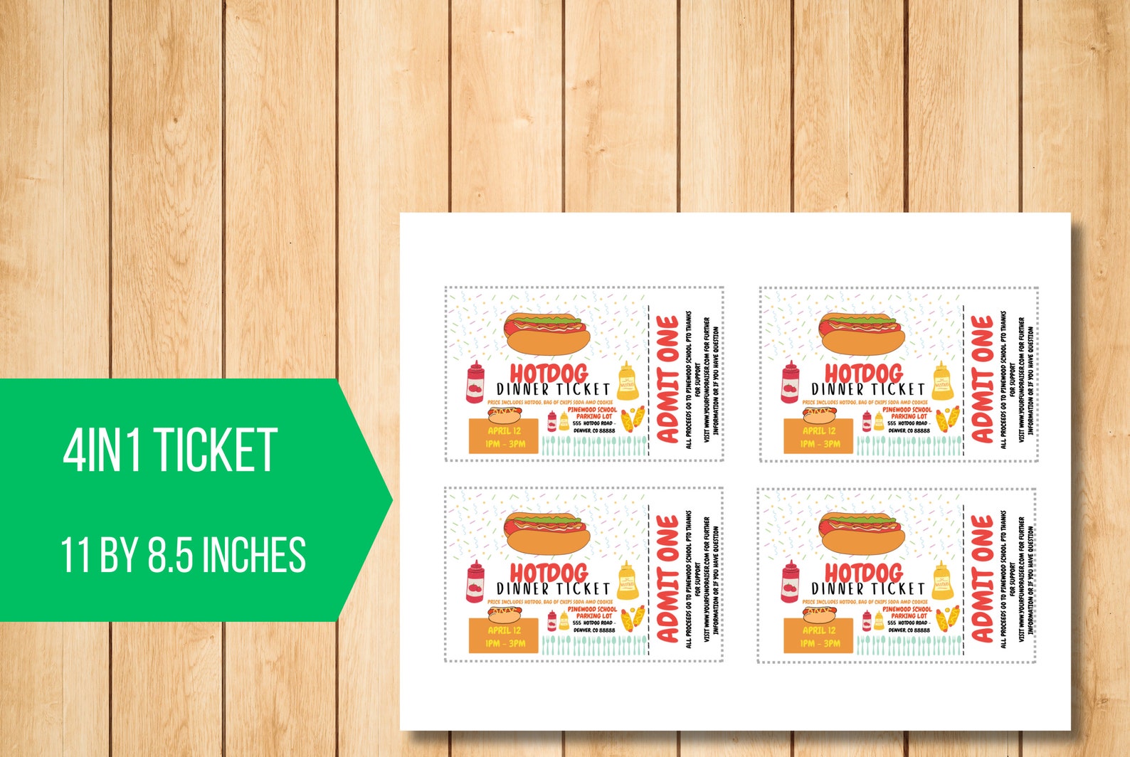 EDITABLE Hotdog Fundraiser Flyer With Ticket, Printable PTA, PTO ...