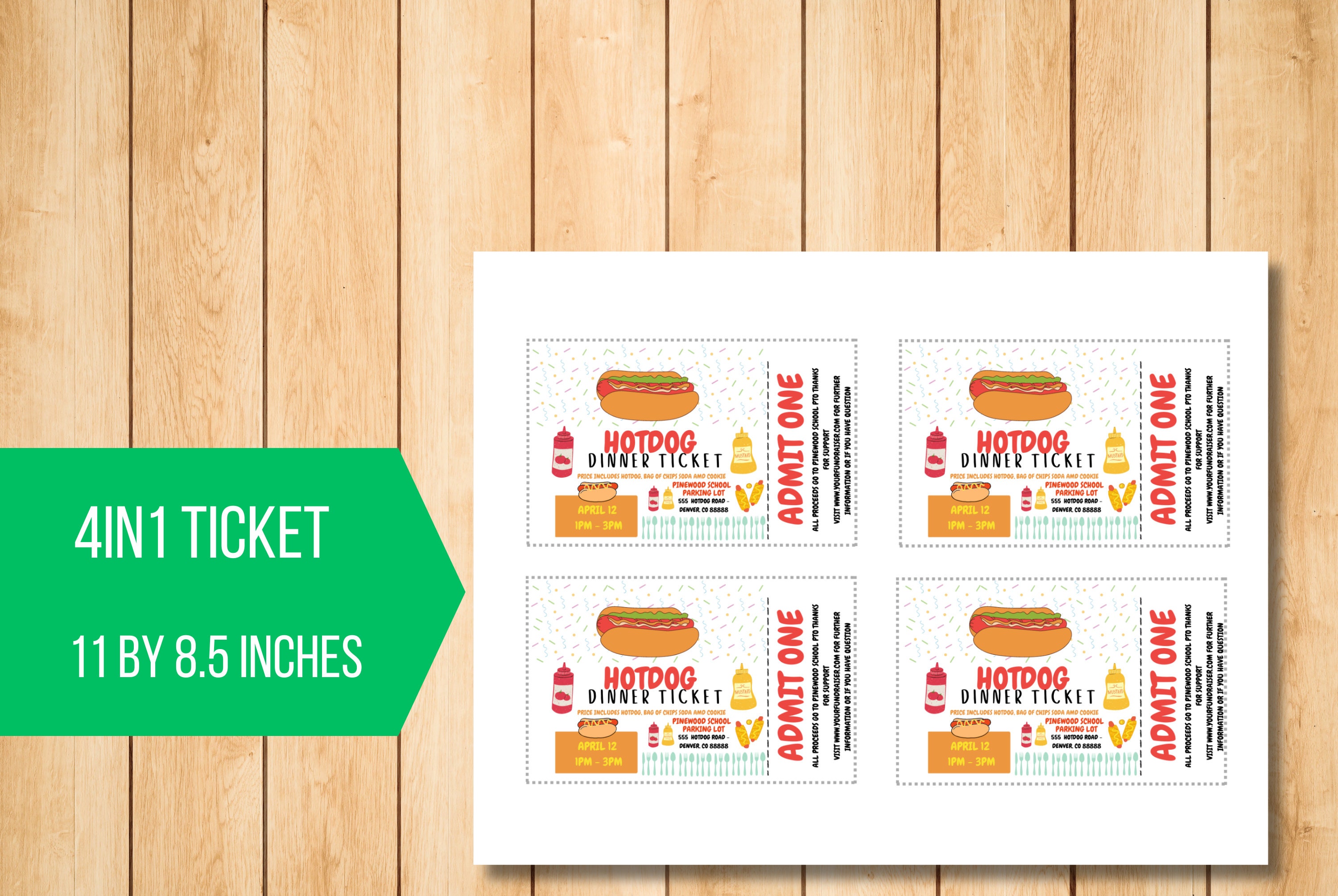 EDITABLE Hotdog Fundraiser Flyer With Ticket Printable PTA - Etsy