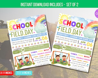Editable School Field Day Flyer, Printable PTA PTO Flyer, School ...