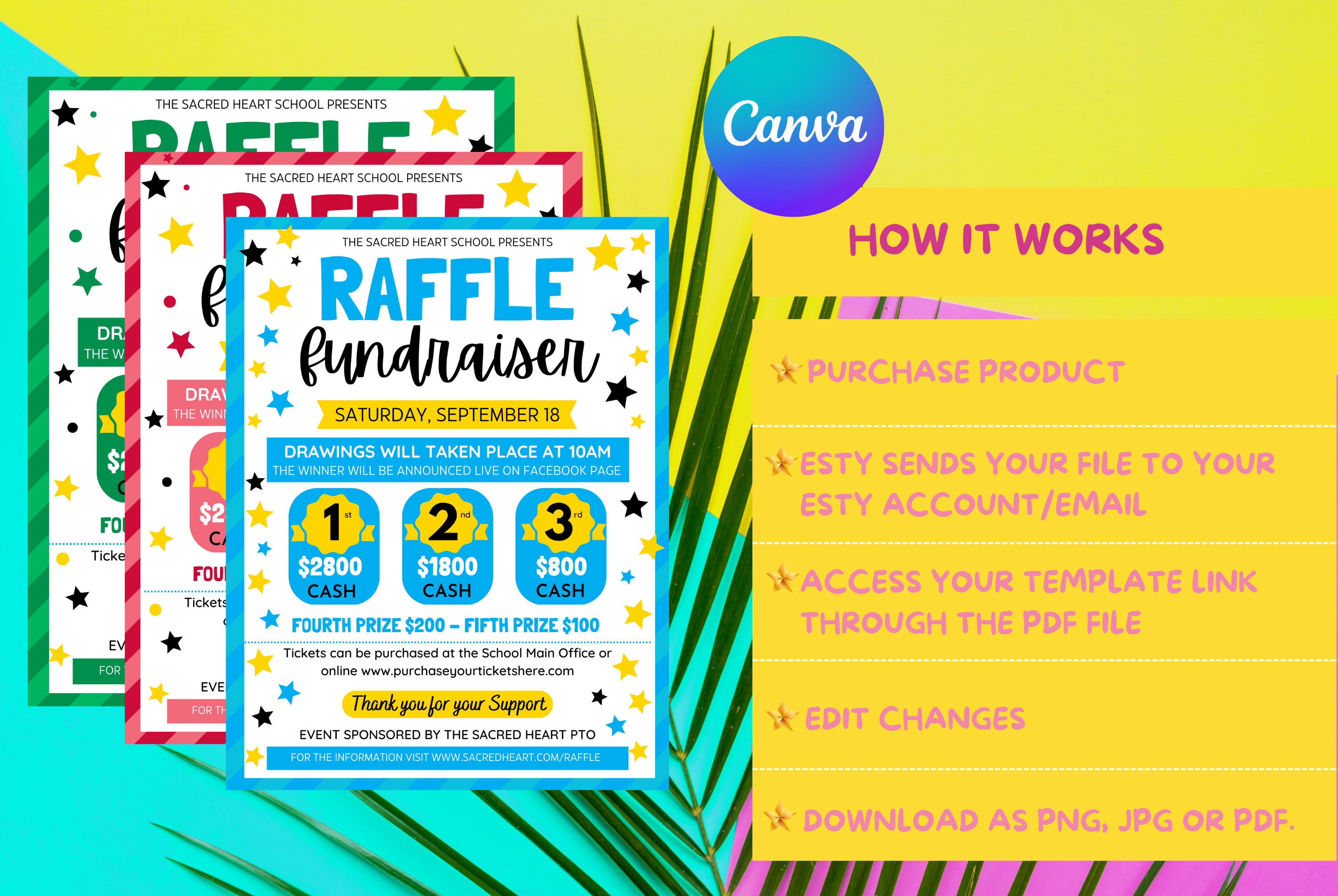 Raffle Fundraiser Flyer Raffle Fundraiser Editable Template - Etsy