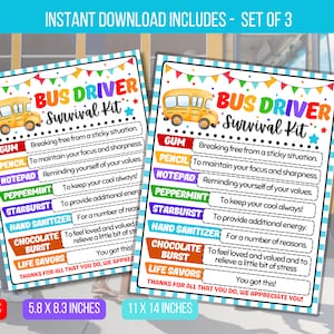 EDITABLE Bus Driver Survival Kit Template, First Day at Job ...