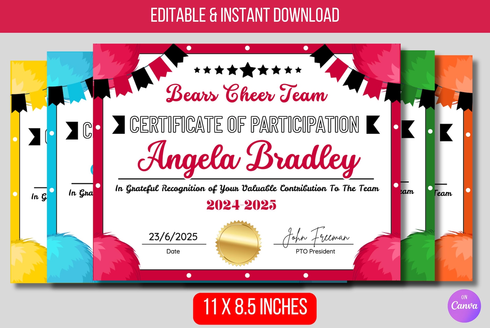 EDITABLE Cheerleader Certificate, Cheer Certificates Sports Award ...