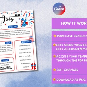 EDITABLE July Newsletter Template, Classroom Printable Handout Flyer ...