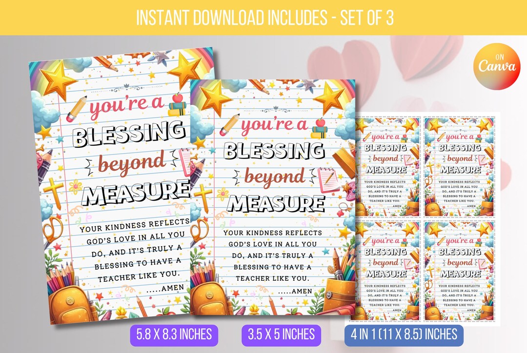 EDITABLE You Are A Blessing Beyond Measure, Christian Teacher ...