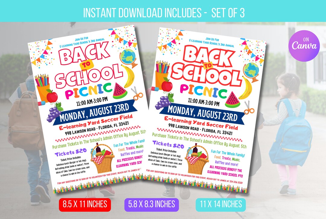 EDITABLE Back to School Picnic Invite, School Picnic Party Invite, End ...