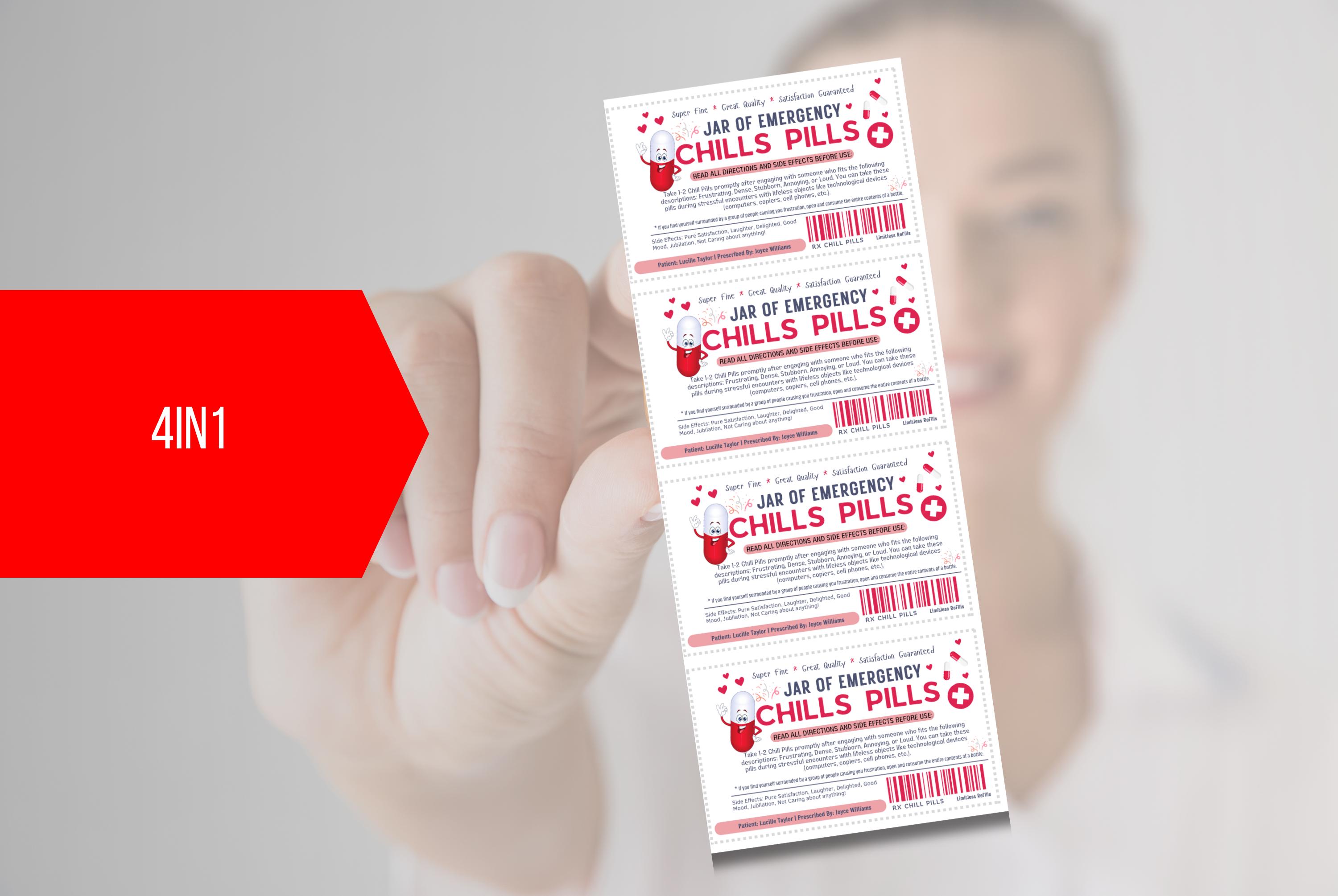 EDITABLE Chill Pill Label, Funny Gag Gift Professional Office Gift ...