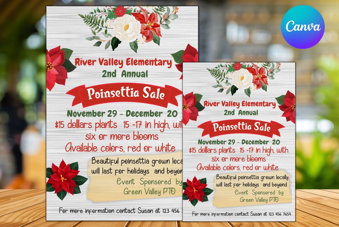 EDITABLE Poinsettia Sale Fundraiser Flyer, PTA PTO Holiday Fundraiser ...