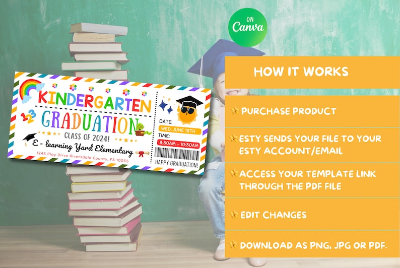 EDITABLE Pre School Graduation Ticket, Kindergarten Graduation, School ...