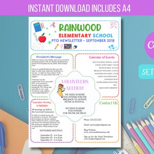 EDITABLE PTO PTA Newsletter Flyer, School Year Fundraiser Event ...