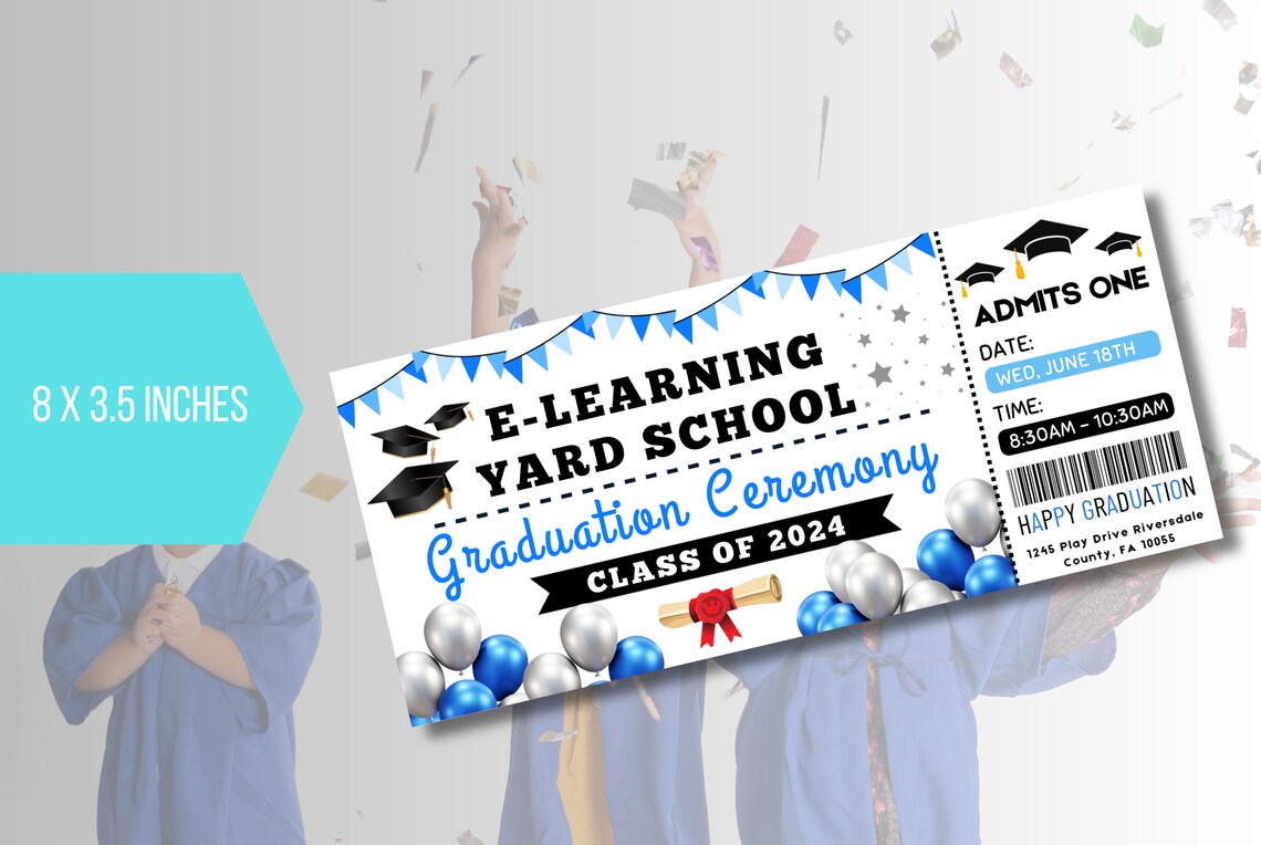 EDITABLE School Graduation Ceremony Ticket, Kindergarten Graduation ...
