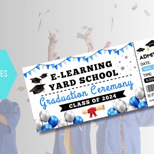 EDITABLE School Graduation Ceremony Ticket, Kindergarten Graduation ...