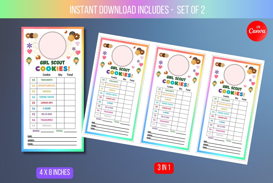 EDITABLE Girl Scout Cookie Door Hanger, Cookie Form, LBB and ABC Baker ...