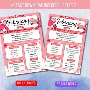 EDITABLE February Newsletter Template, Classroom Printable Handout ...