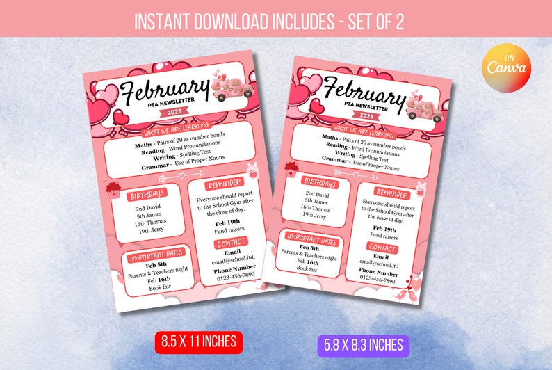 EDITABLE February Newsletter Template, Classroom Printable Handout ...