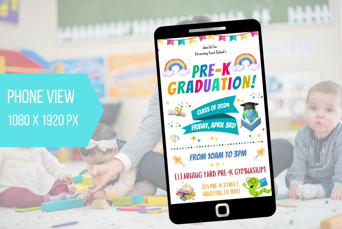 EDITABLE Preschool Graduation Invitation, Celebration Graduation Invite ...