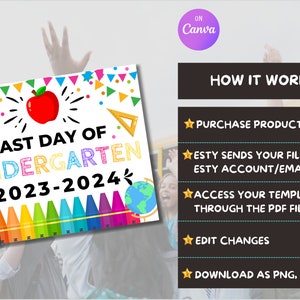 EDITABLE Last Day of Kindergarten, End of School Chalkboard Sign ...