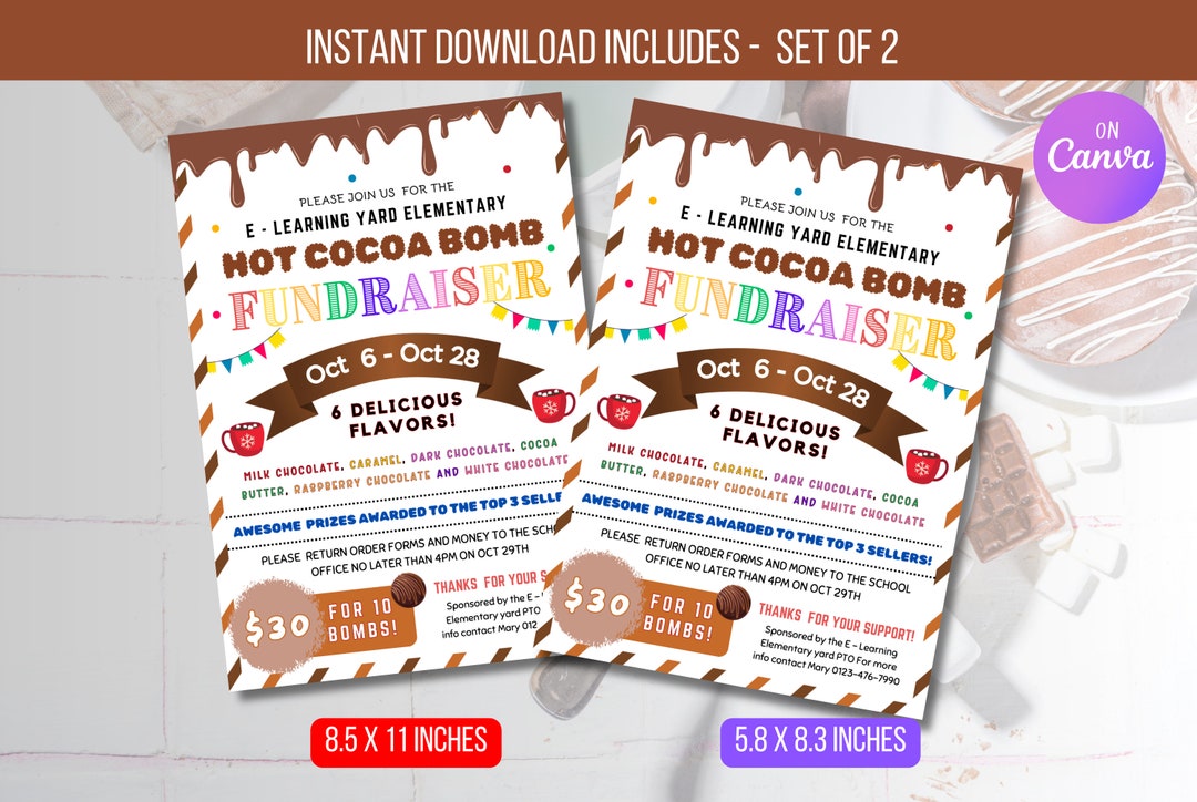 EDITABLE Hot Cocoa Bomb Fundraiser Invitation Flyer, School Church ...
