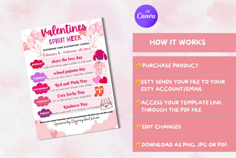 EDITABLE Valentine School Spirit Week Flyer Festive Spirit - Etsy