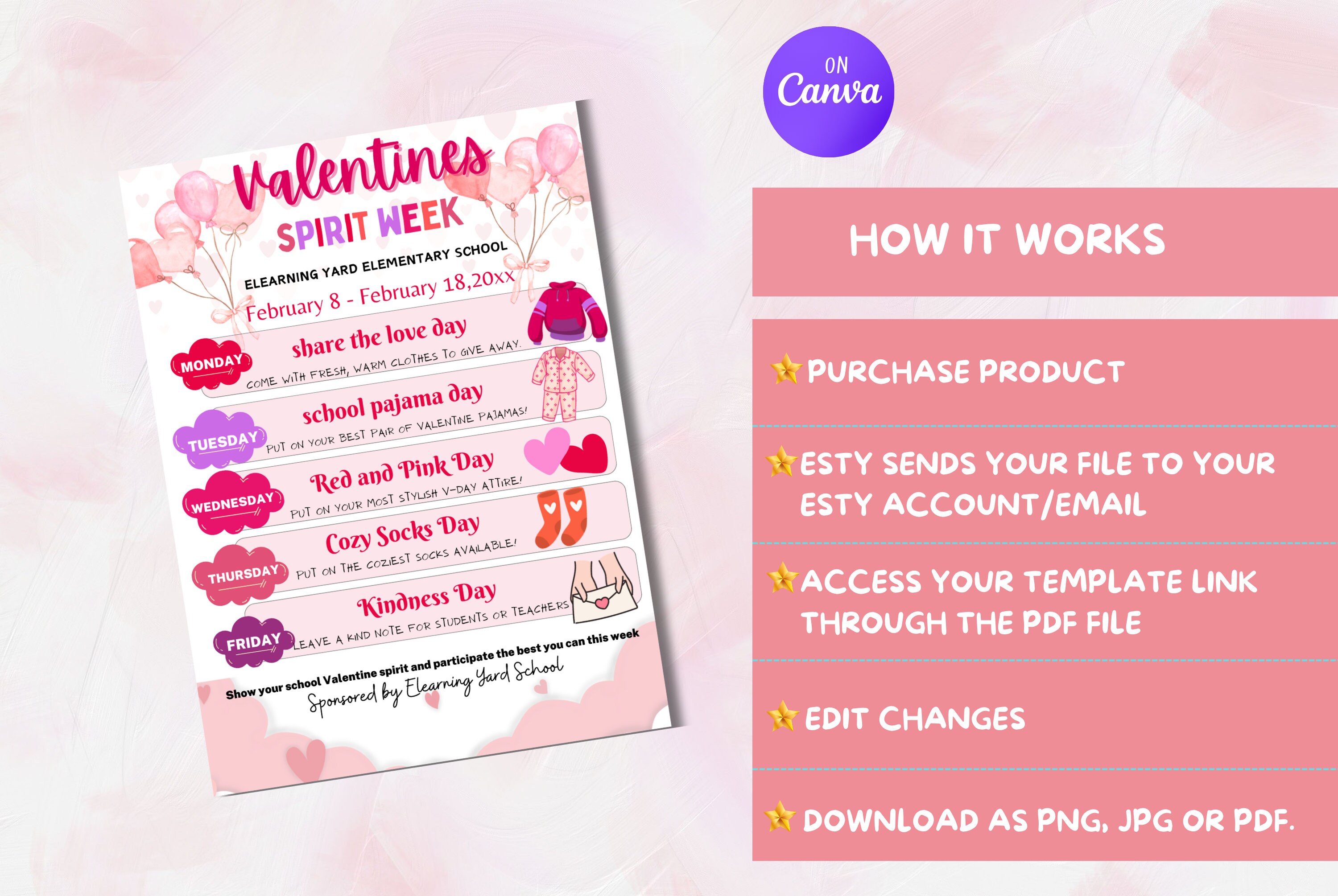 EDITABLE Valentine School Spirit Week Flyer Festive Spirit - Etsy