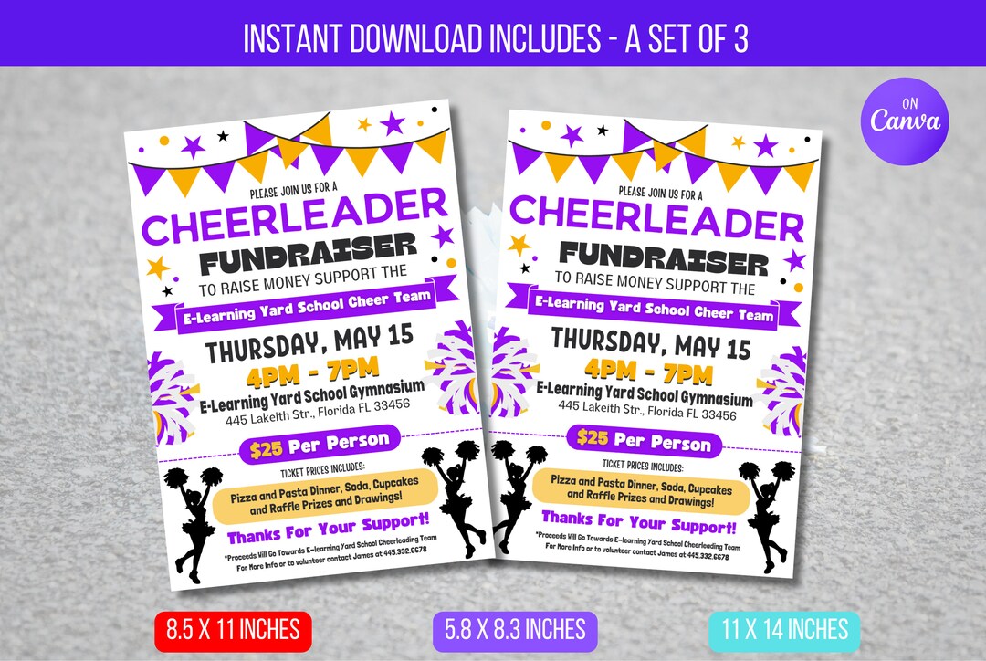 EDITABLE Cheerleader Fundraiser Template, Cheerleader Fundraiser Invite ...