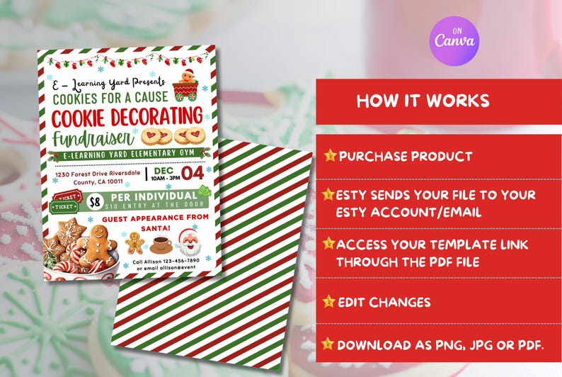 EDITABLE Cookie Decorating Fundraiser Flyer, PTA PTO Holiday Fundraiser ...
