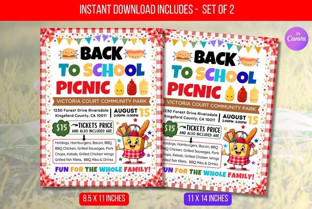EDITABLE Back to School Picnic Invite, School Picnic Party Invite, End ...