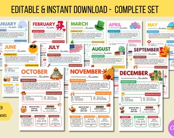 Yearly PTA PTO Newsletter Template Set Monthly Classroom - Etsy