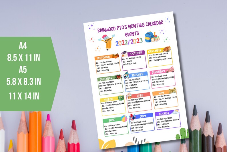 EDITABLE Monthly Event Calendar Flyer Template Package Year - Etsy