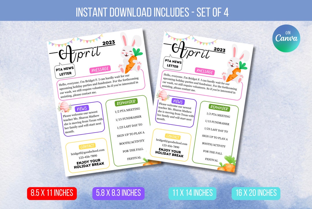 EDITABLE April Newsletter Template, Classroom Printable Handout Flyer ...
